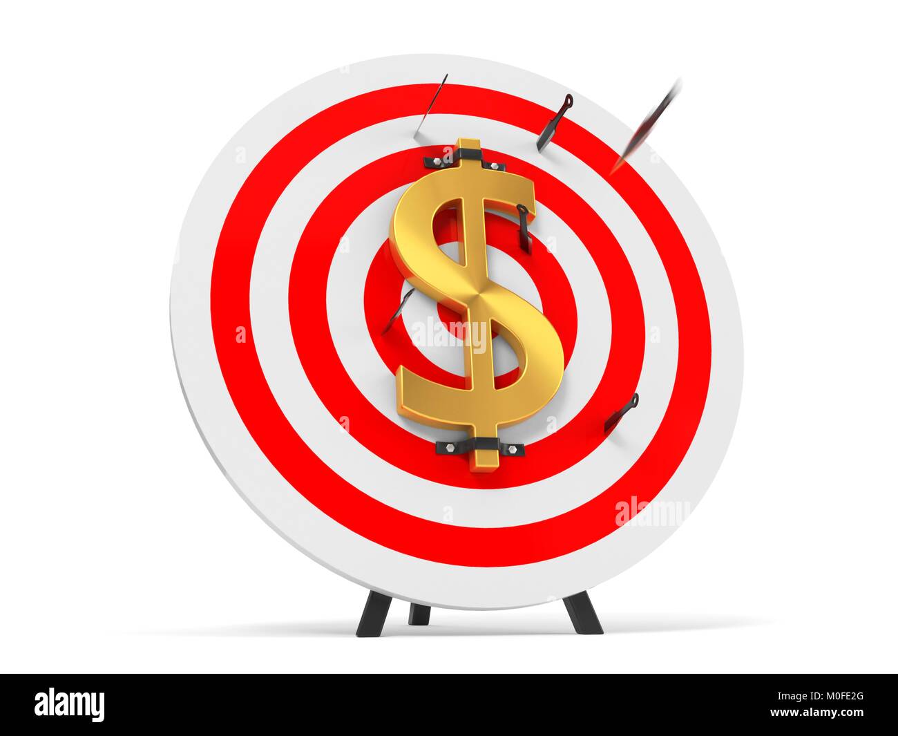 dollar sign on target board with throwed kunai. conceptual 3d ...