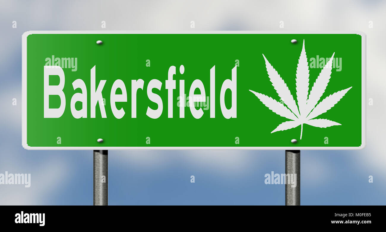 A 3d rendering of a green highway sign with marijuana leaf Stock Photo ...