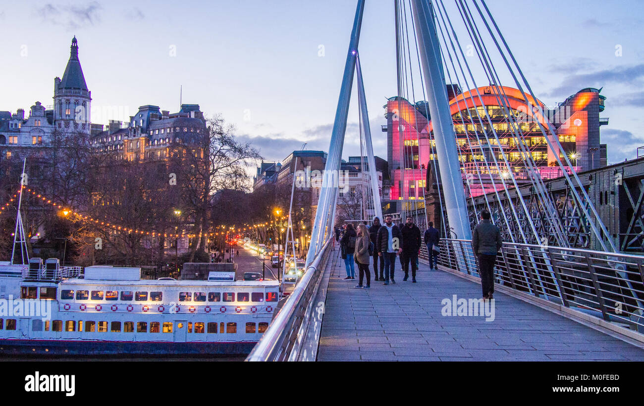 Golden Jubilee & Hungerford railway bridges with Charing Cross railway ...