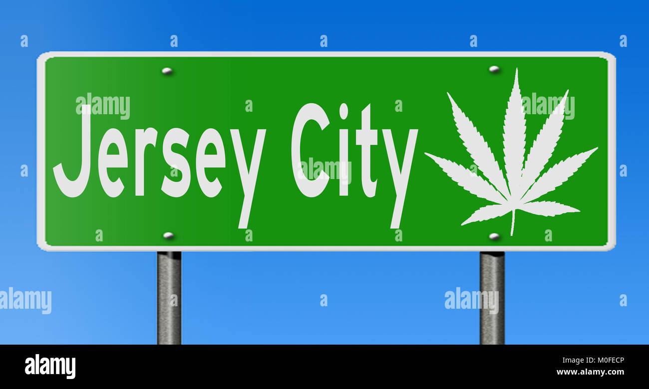 A 3d rendering of a green highway sign with marijuana leaf Stock Photo ...