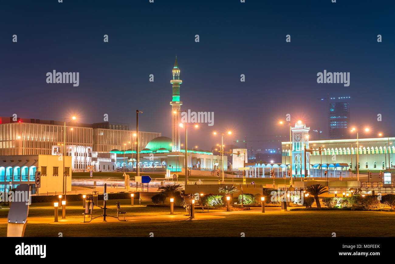 Al Shouyoukh Mosque and Clock Tower in Doha, the capital of Qatar Stock ...