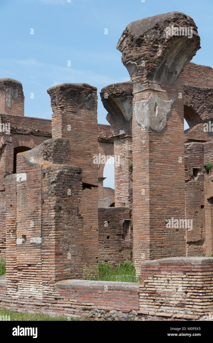 Ostia Antica, Italy - April 23, 2009 - Red brick ruins in the ...
