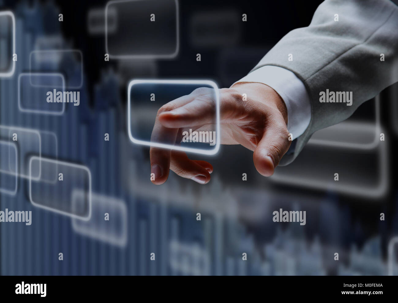 hand pressing a touchscreen button Stock Photo - Alamy