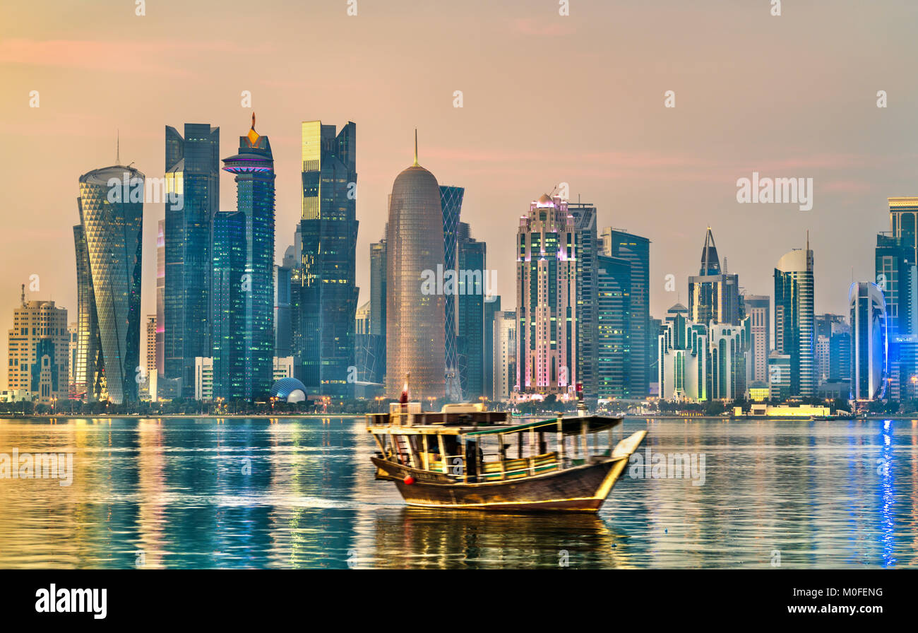 Dhow, a traditional wooden boat, in Doha, Qatar Stock Photo - Alamy