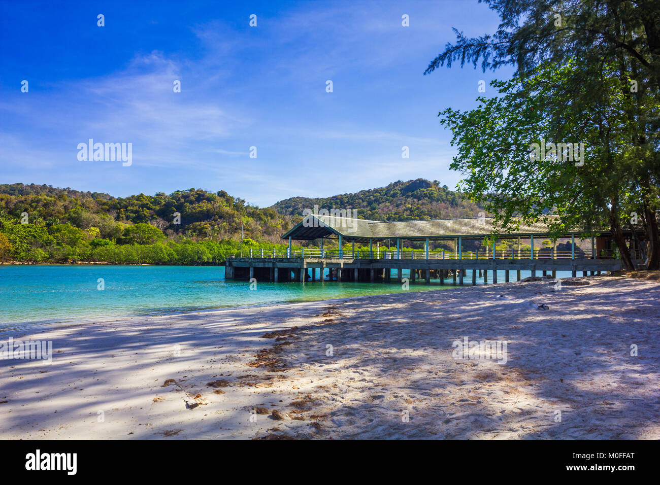 Tropical beach with blue Sky and sea. Scene Beach at Lipe Satun ...