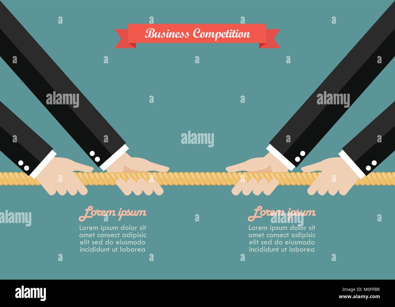 Two Businessmen pull the rope competition. Business market competition ...