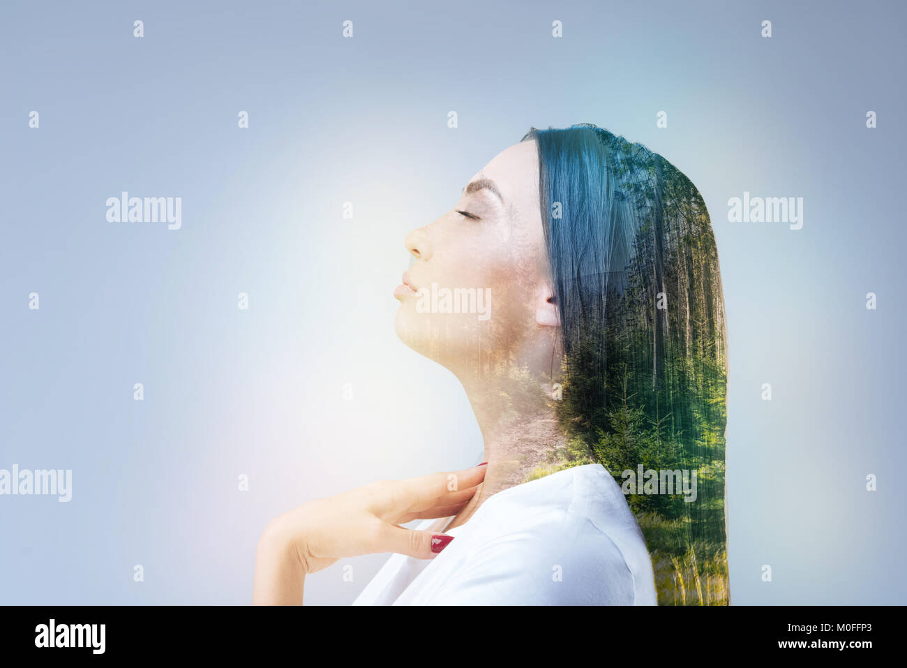 Enigmatical female person thinking about nature Stock Photo - Alamy
