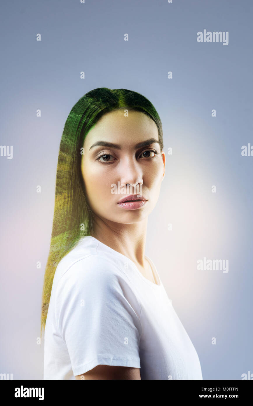 Portrait of attractive model that posing on camera Stock Photo - Alamy