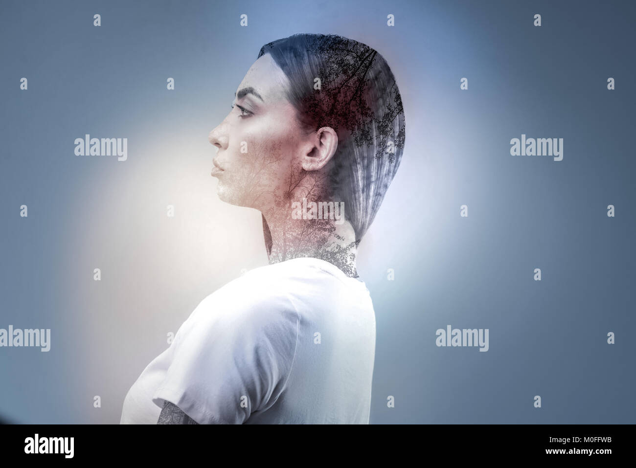 Serious female person thinking about nature Stock Photo - Alamy