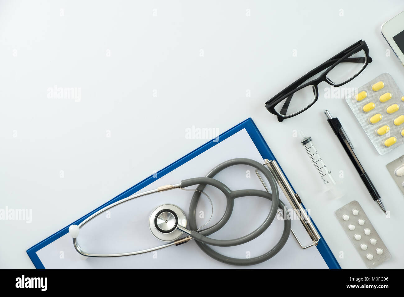 Good health Medical equipment isolated on white medicine instruments ...