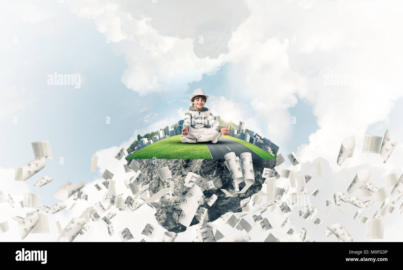 Little boy keeping mind conscious Stock Photo - Alamy