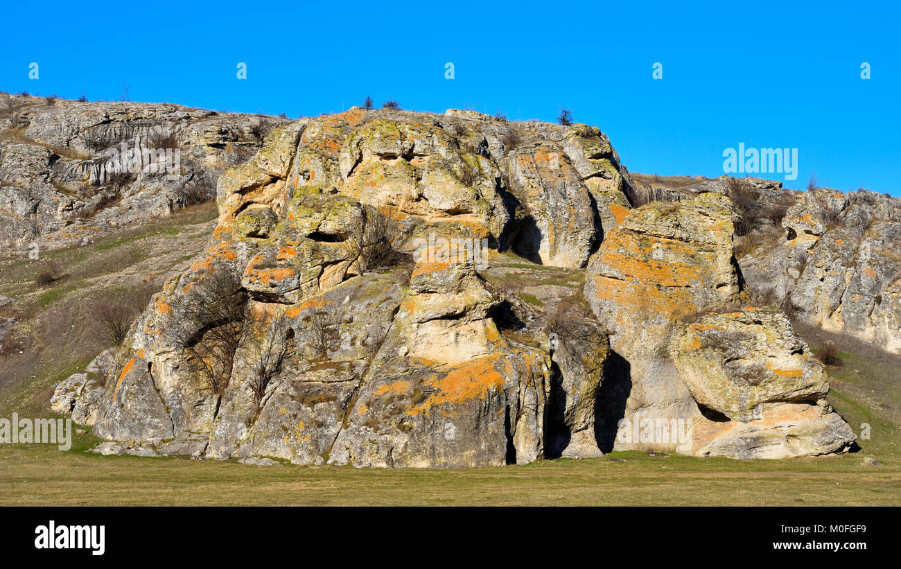 Dobruja Gorges, coralifier formations from old Thetis Sea, in Autumn ...