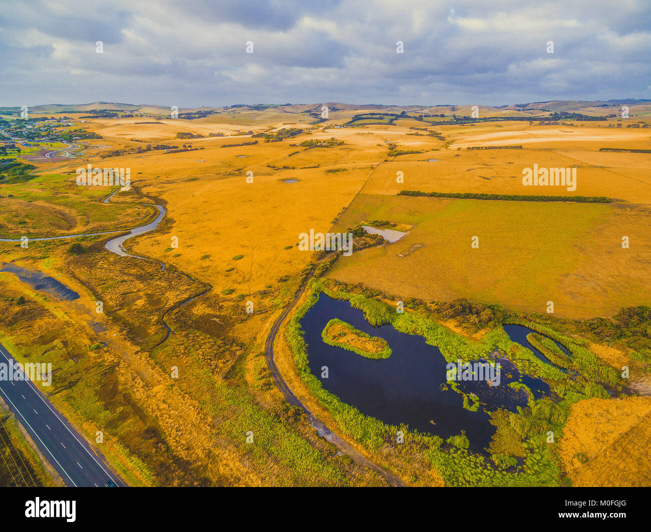 Aerial scenic view meadows and pastures in Australia Stock Photo - Alamy