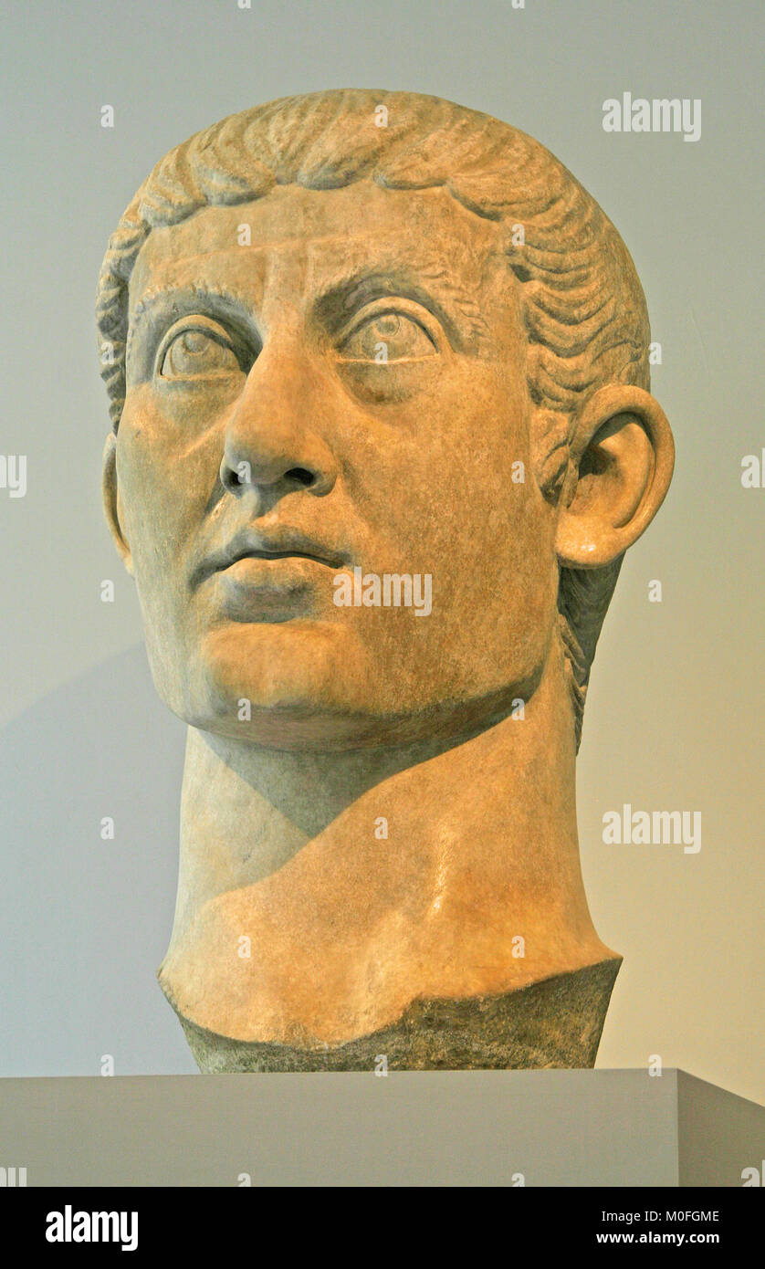 Marble portrait head of the emperor Constantine the first (I), Roman ...