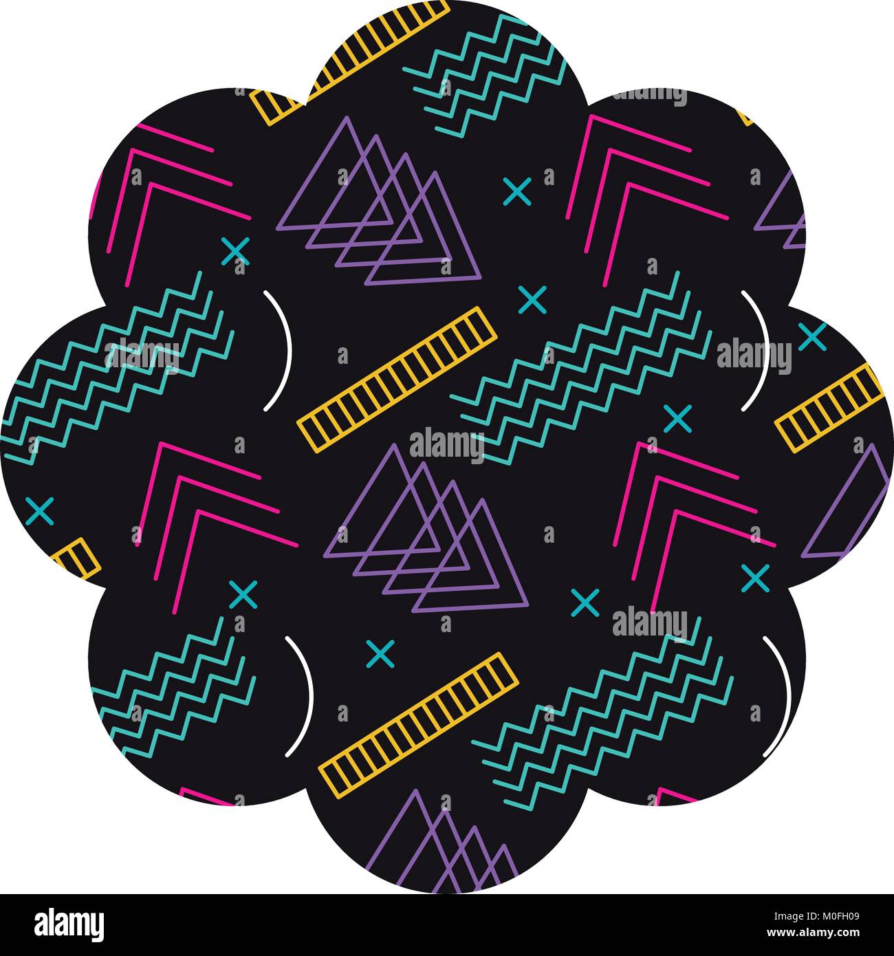 badge flower shape with memphis pattern design Stock Vector Image & Art ...