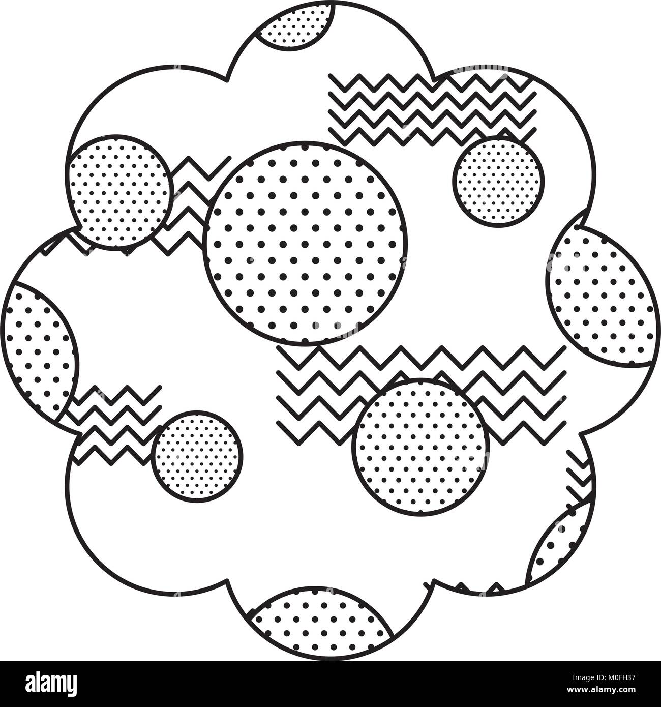 badge flower shape with memphis pattern design Stock Vector Image & Art ...