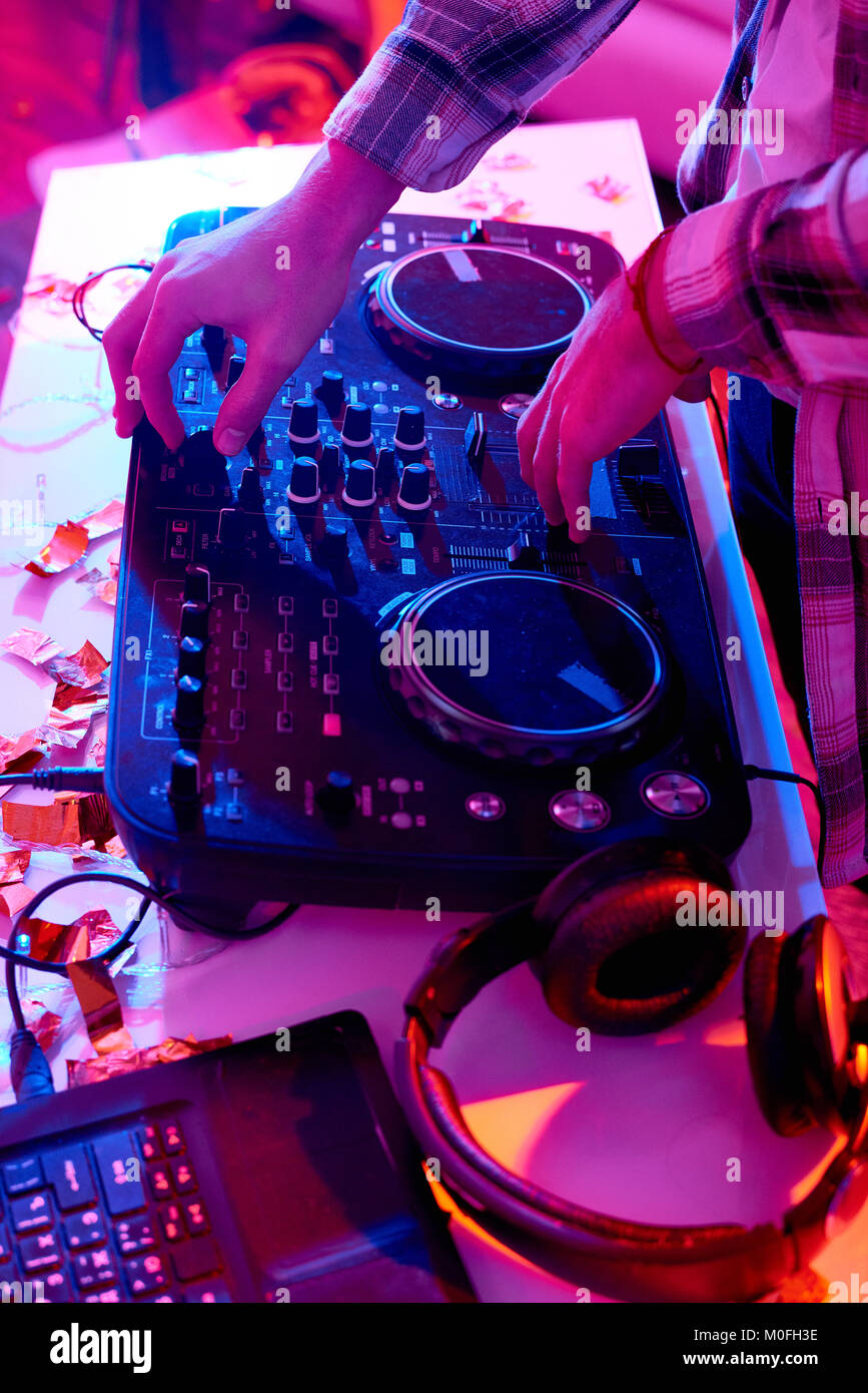 DJ at Music Mixer Stock Photo - Alamy