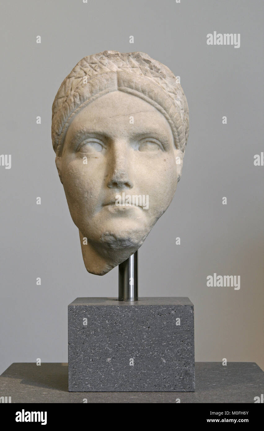Marble fragmented head bust of Matidia, niece of the Emperor Trajan ...