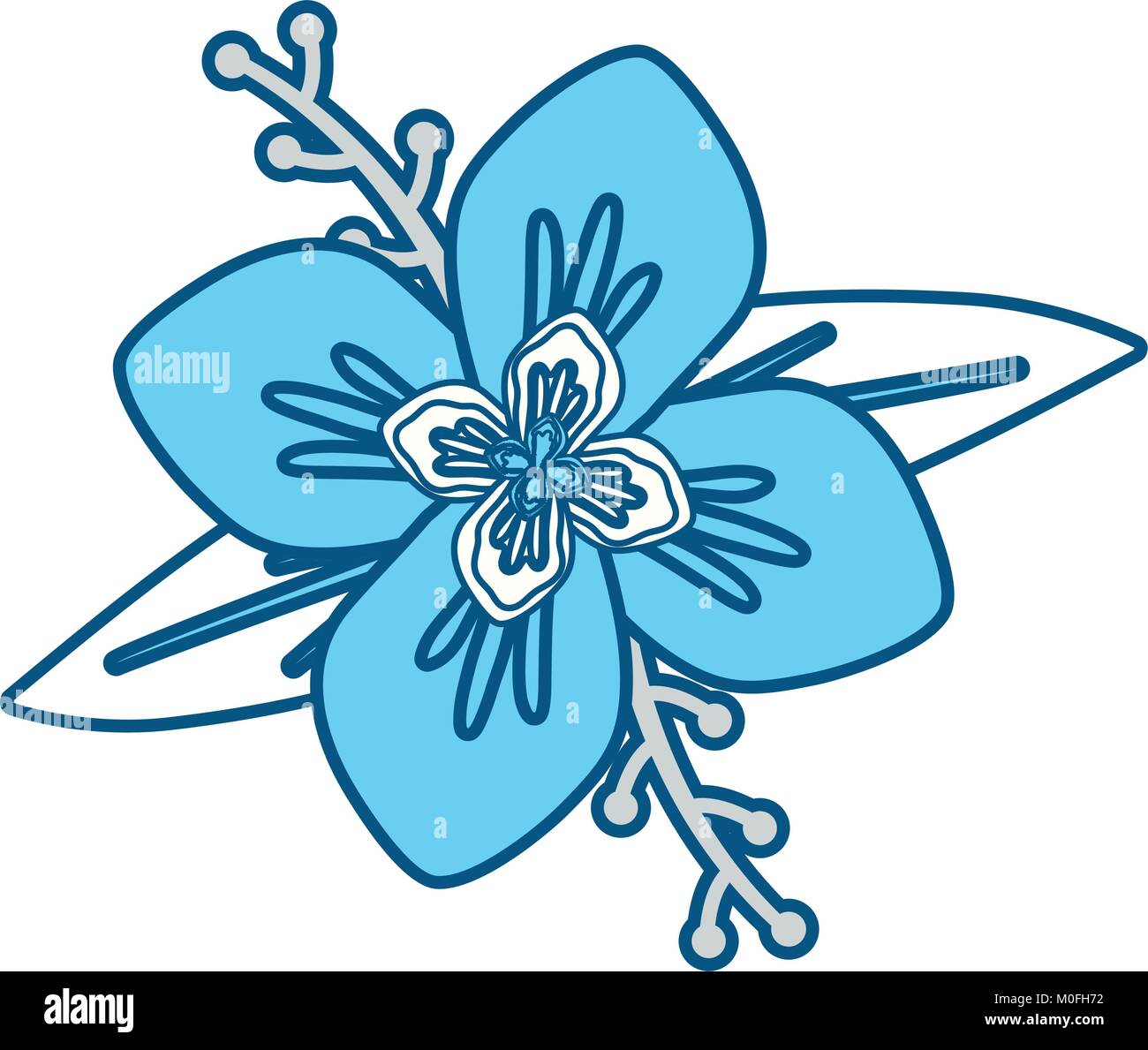 blue flower with leaves design Stock Vector Image & Art - Alamy