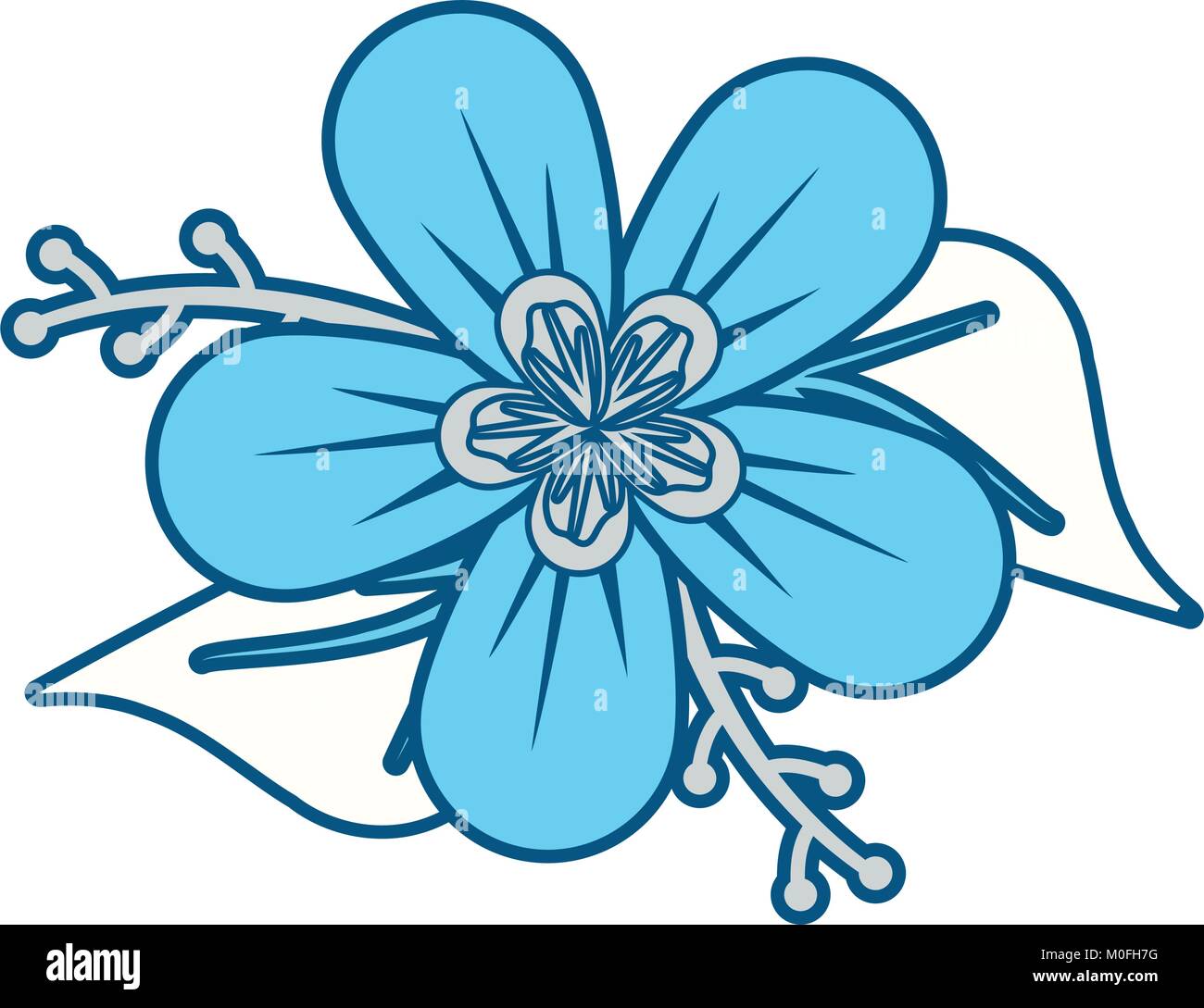 blue flower with leaves design Stock Vector Image & Art - Alamy