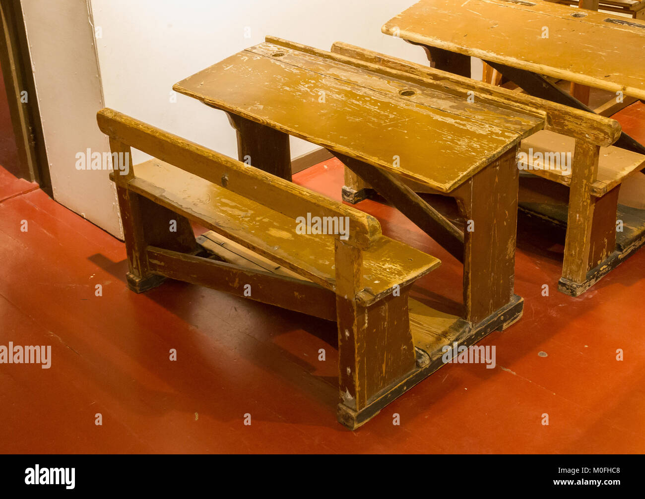 Old classroom interior, selective focus - Vintage setting Stock Photo ...