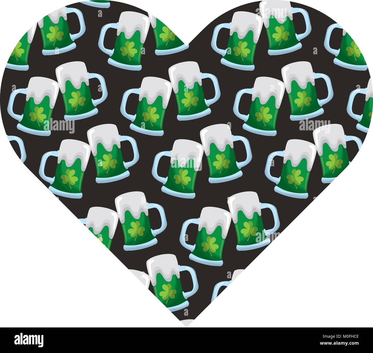 label shape heart with beer glass and clover Stock Vector Image & Art ...