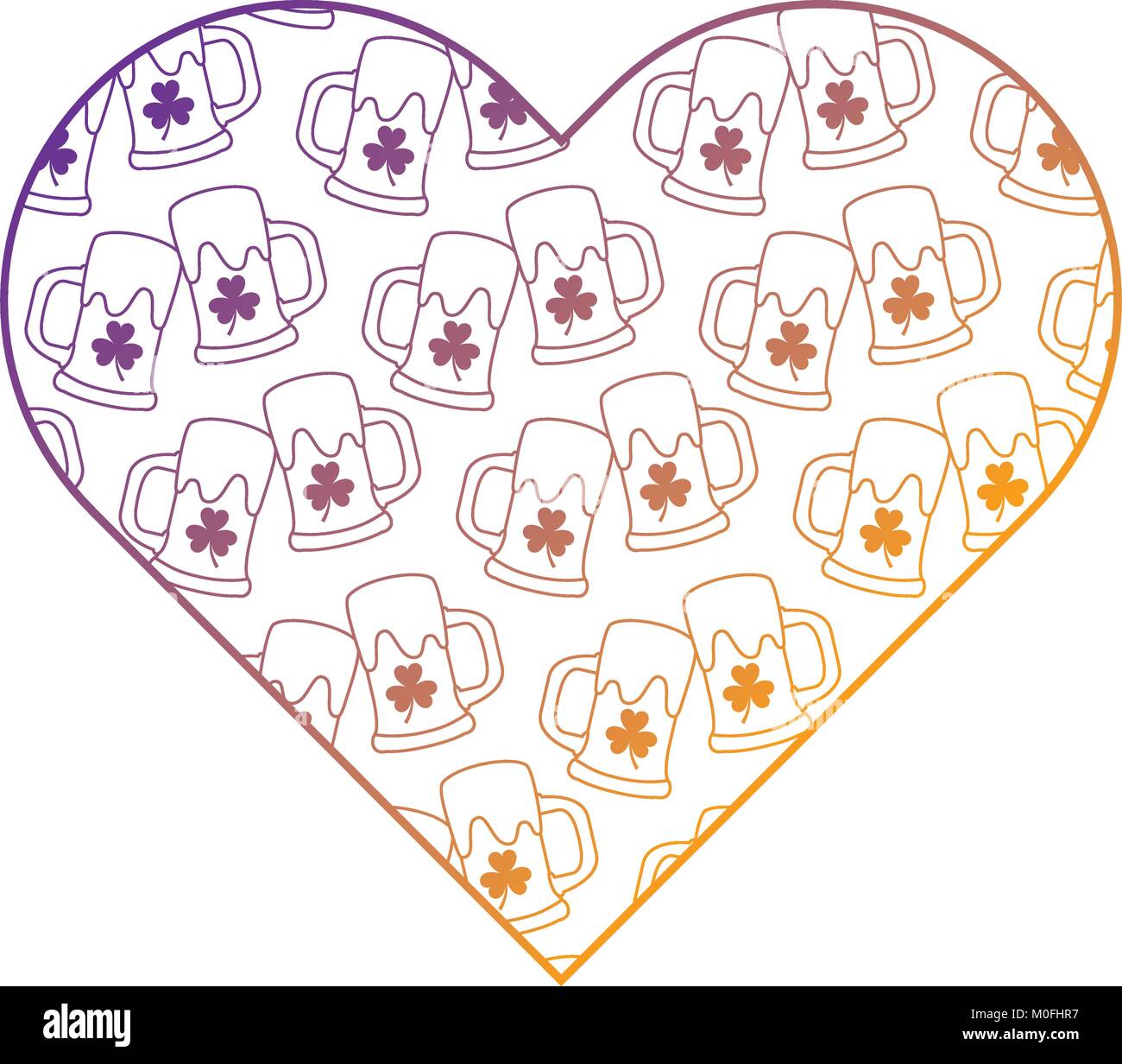 label shape heart with beer glass and clover Stock Vector Image & Art ...