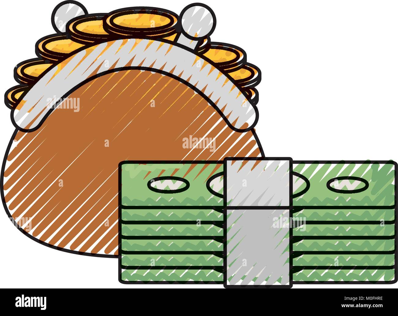 coin purse with money vector illustration Stock Vector Image & Art - Alamy