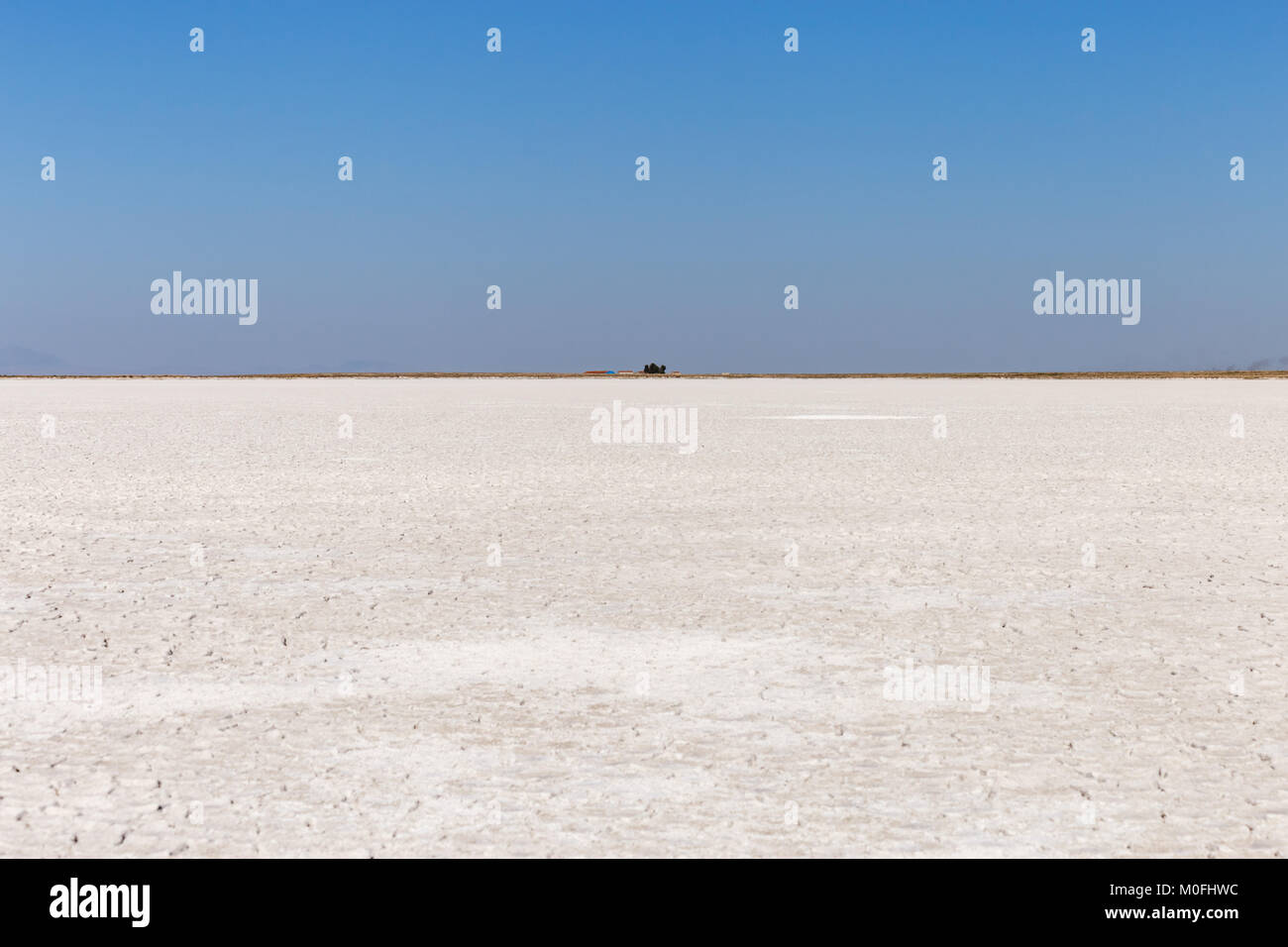 With clean blue sky,Panoramic landscape view of salt lake, located in ...