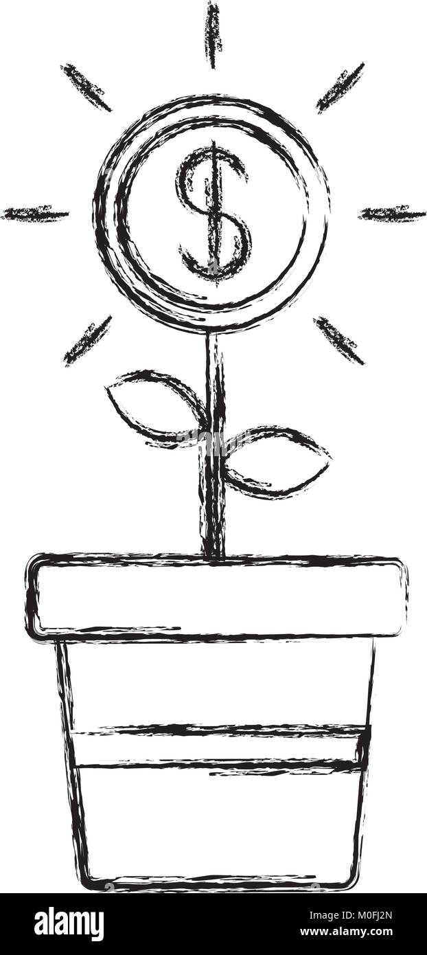 uncolored money plant vector illustration Stock Vector Image & Art - Alamy