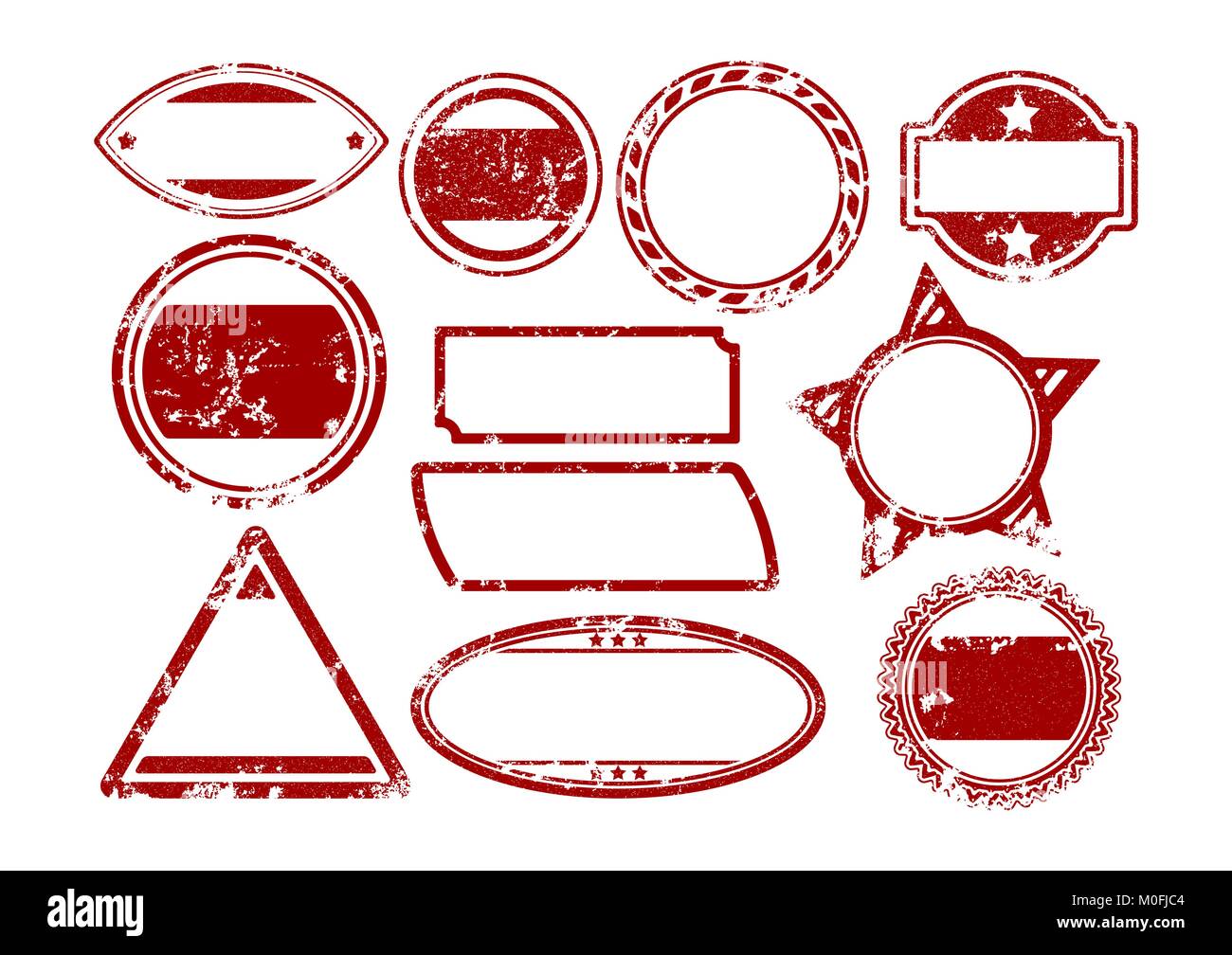 Big set of grunge vector rubber stamps templates in red Stock Vector ...