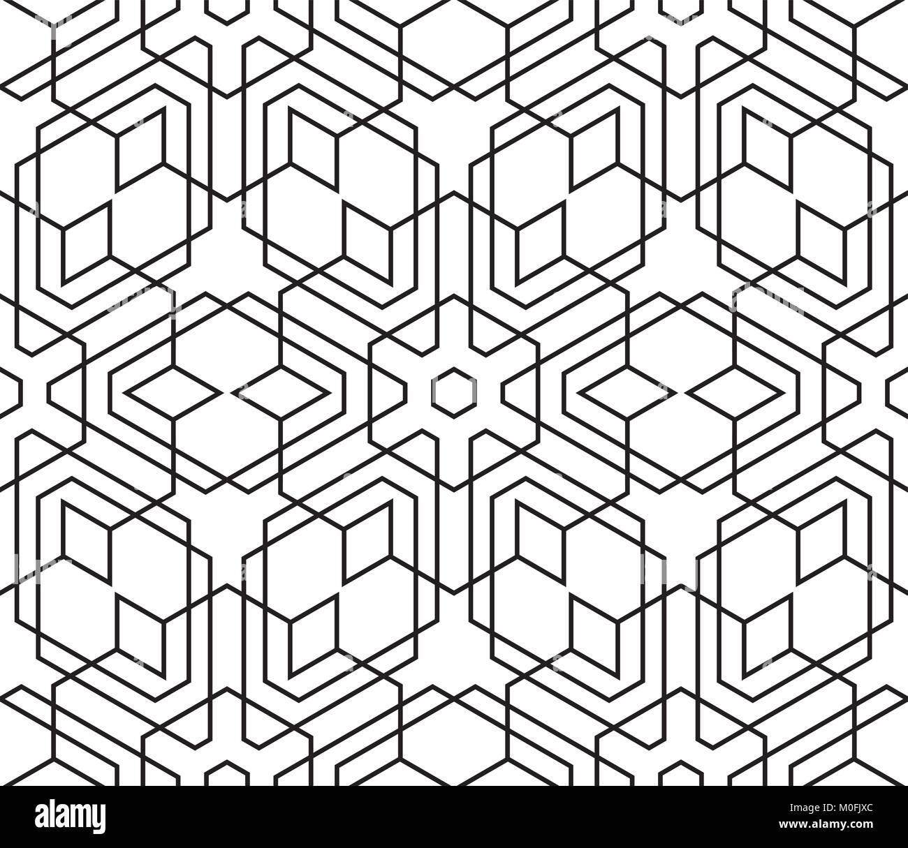 Seamless Vintage Black And White Geometric Pattern Tile Texture 5368