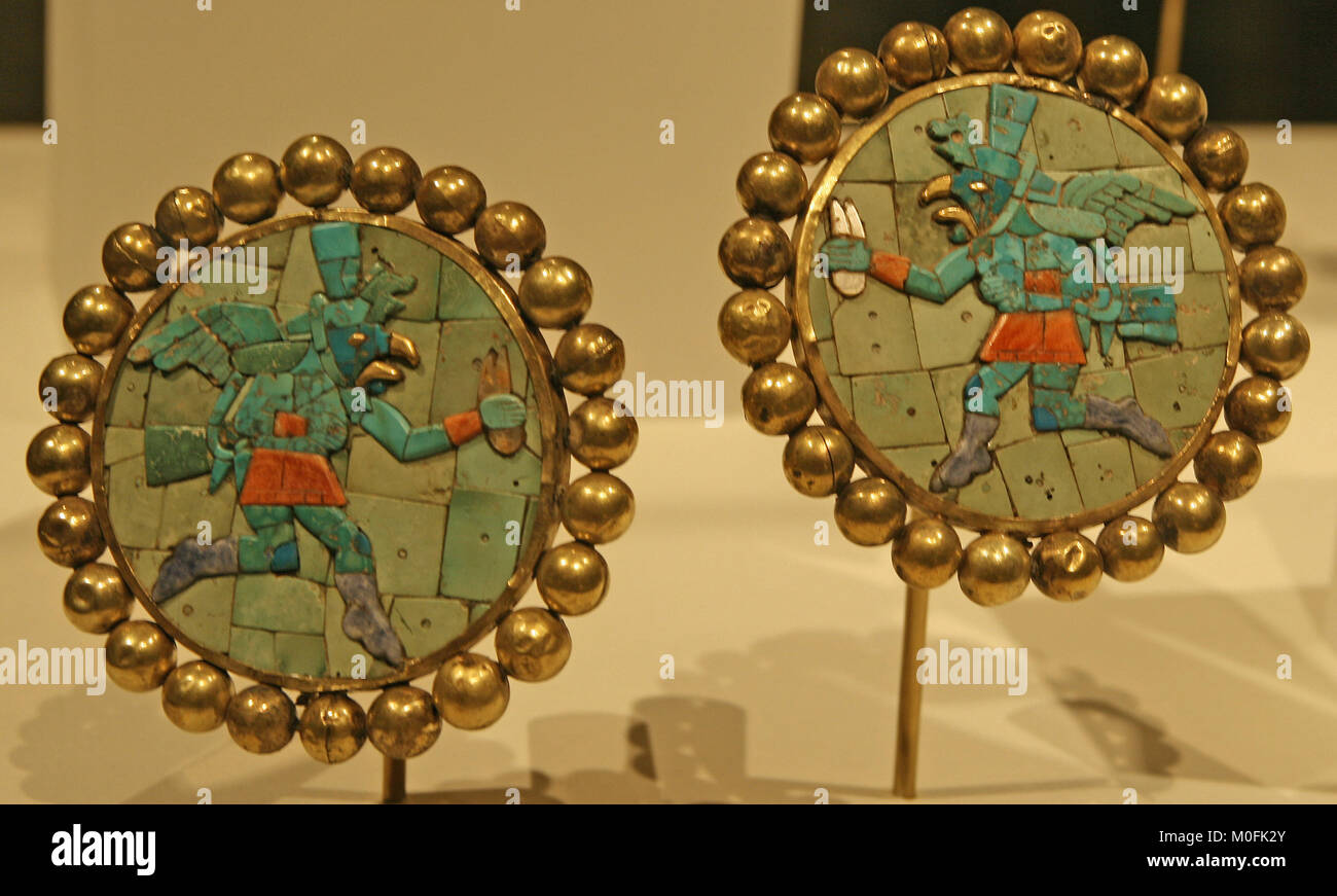 Pair of Ear flares, Peru, Moche, 3rd-7th century. Hammered gold ...
