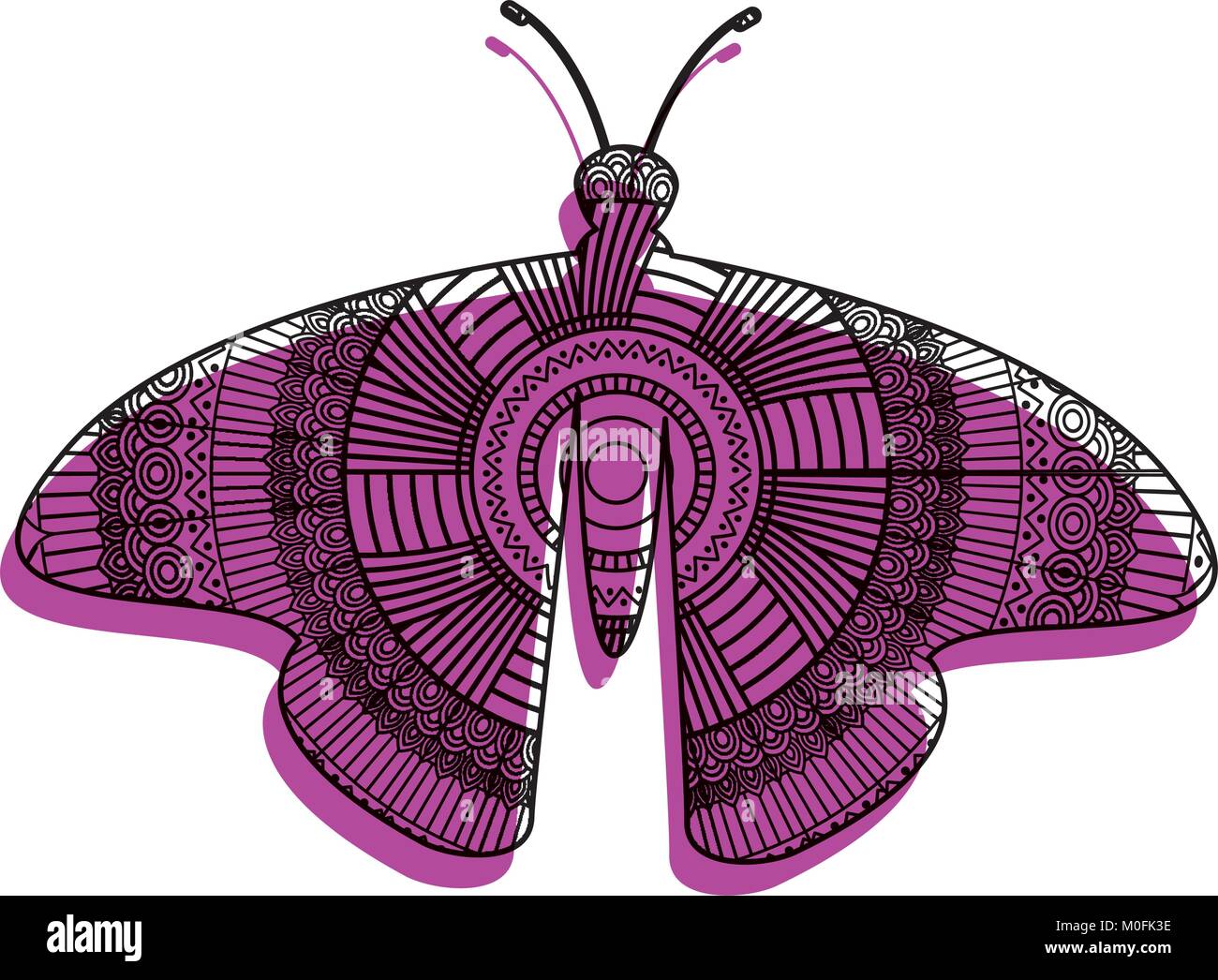 hand drawn for adult coloring pages with moth bug zentangle Stock ...