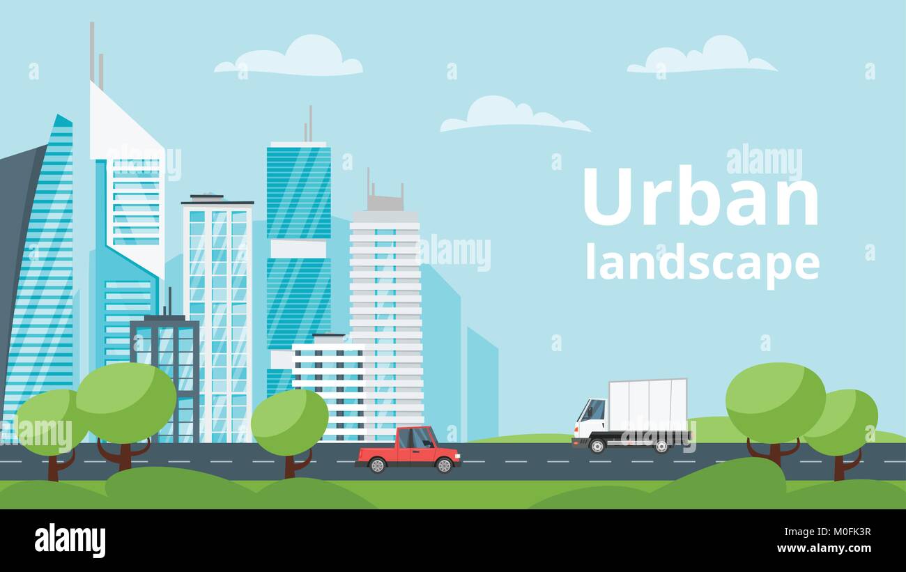 Urban landscape modern skyscraper Stock Vector Images - Alamy