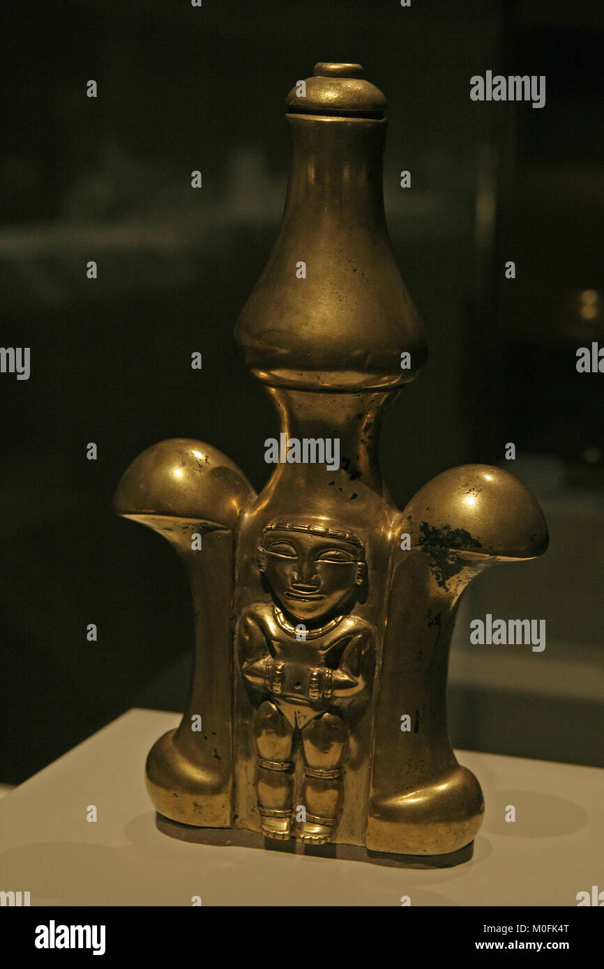 Lime Container (Poporo), 1st–7th century, Colombia; Quimbaya, cast gold ...