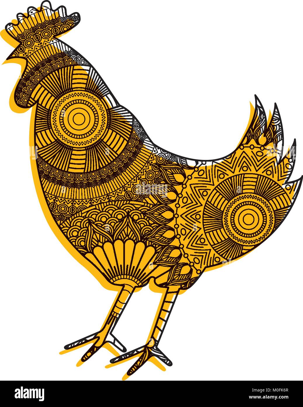 hand drawn for adult coloring pages with rooster zentangle Stock Vector ...