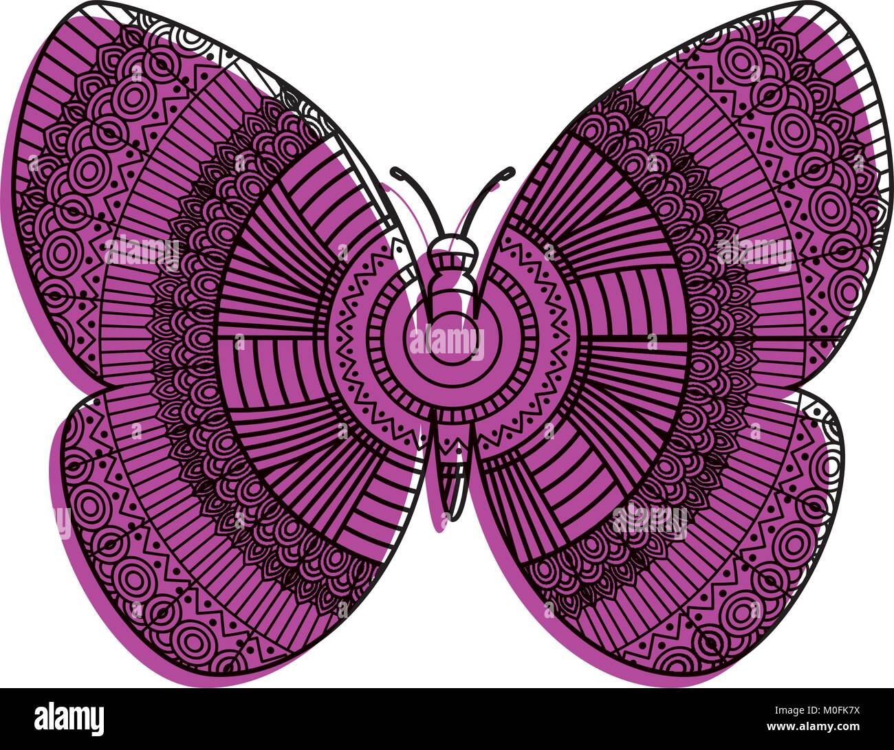 Hand Drawn For Adult Coloring Pages With Butterfly Zentangle Stock