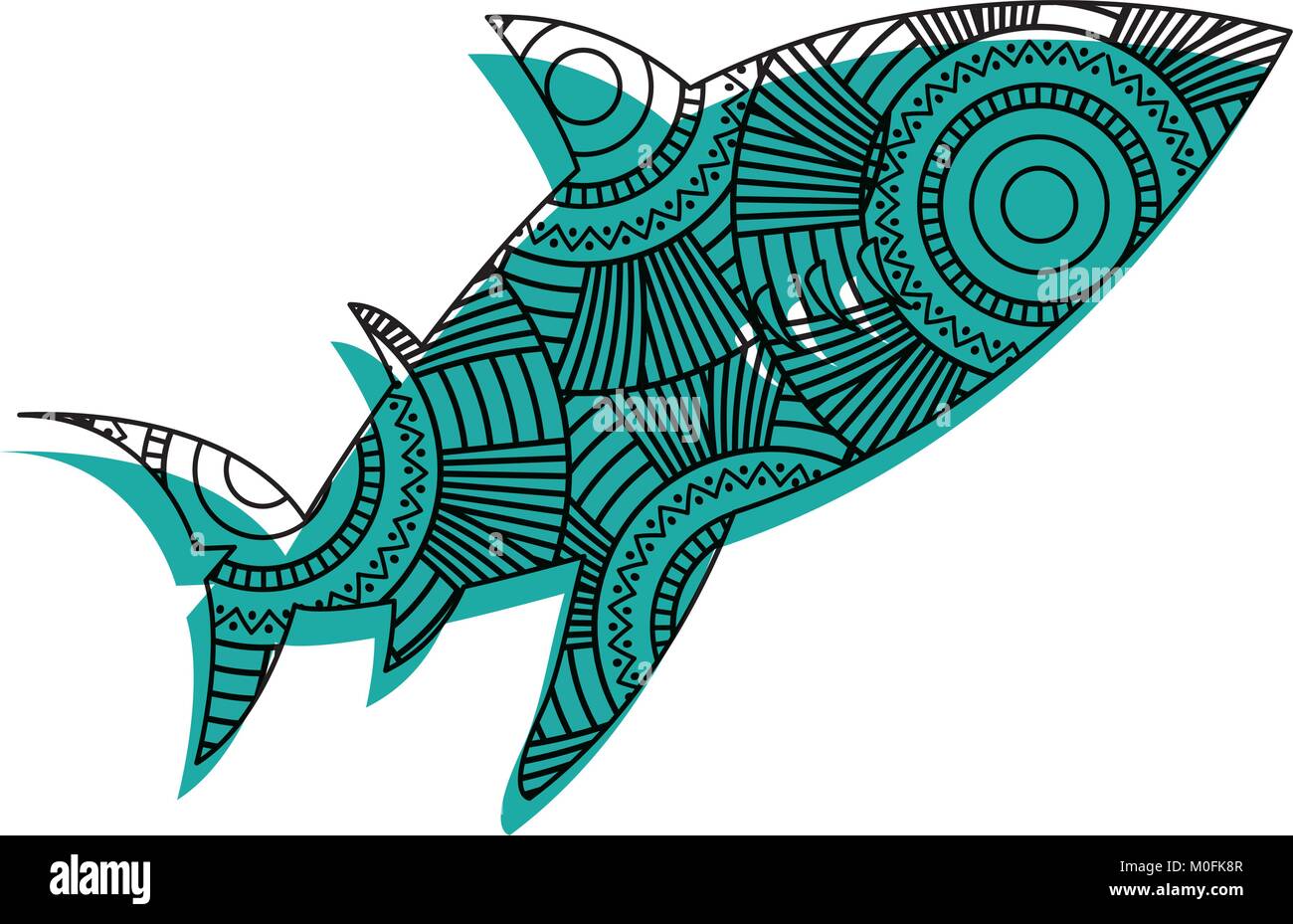 hand drawn for adult coloring pages with fish zentangle Stock Vector ...