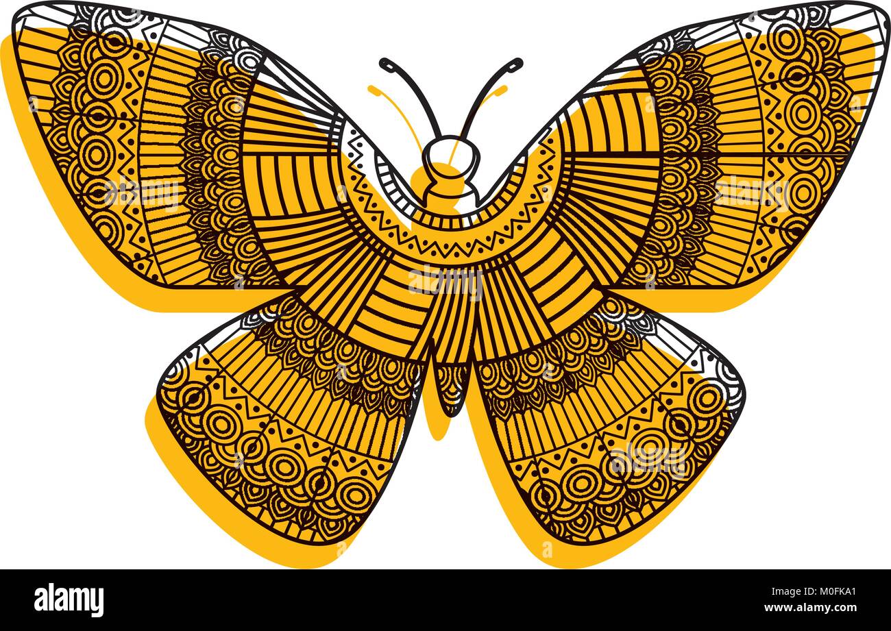 hand drawn for adult coloring pages with butterfly zentangle Stock ...