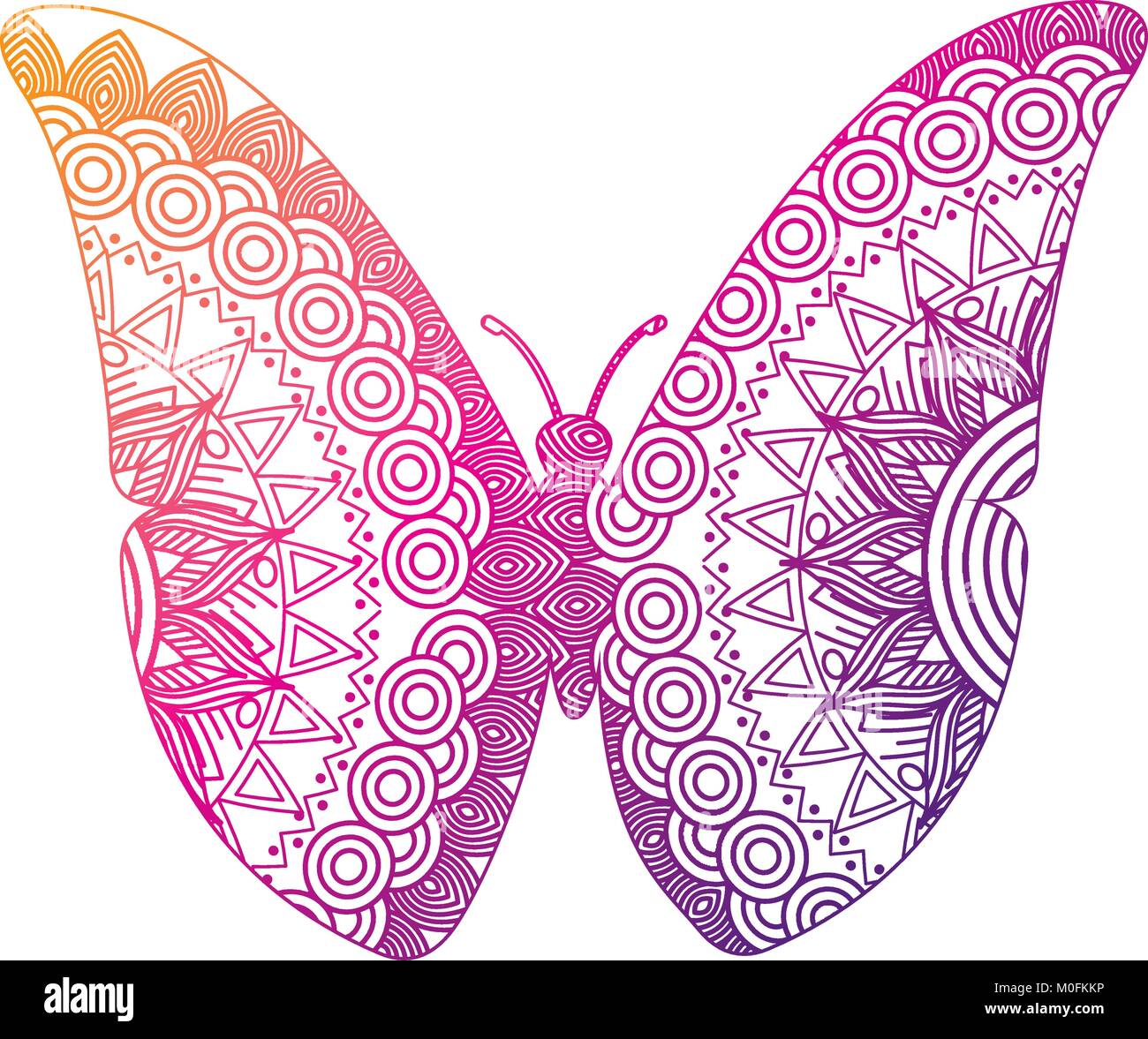Hand Drawn For Adult Coloring Pages With Butterfly Zentangle Stock