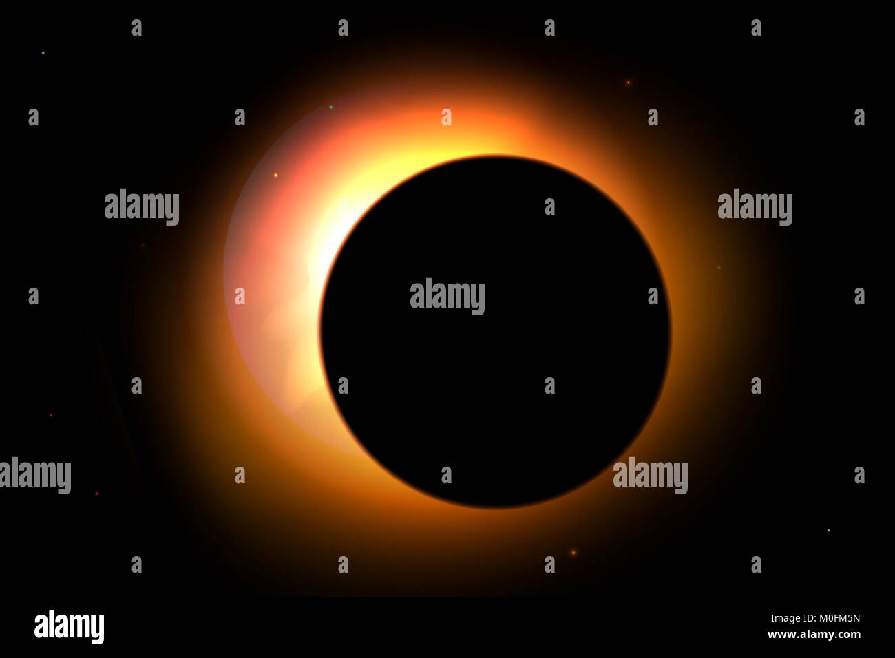 Solar eclipse with stars on background. Vector sun illustration for ...