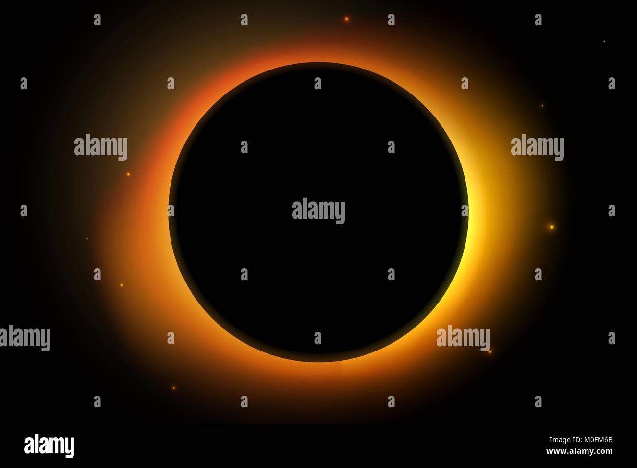 Full sun eclipse. Solar vector illustration with stars on back ...