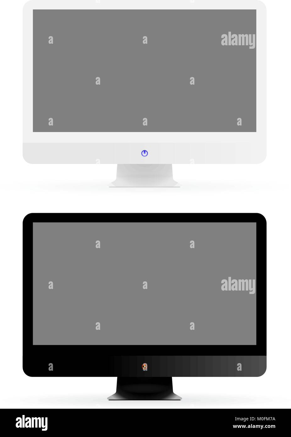 Vector modern monitor. Set of black and white computer monitors Stock ...