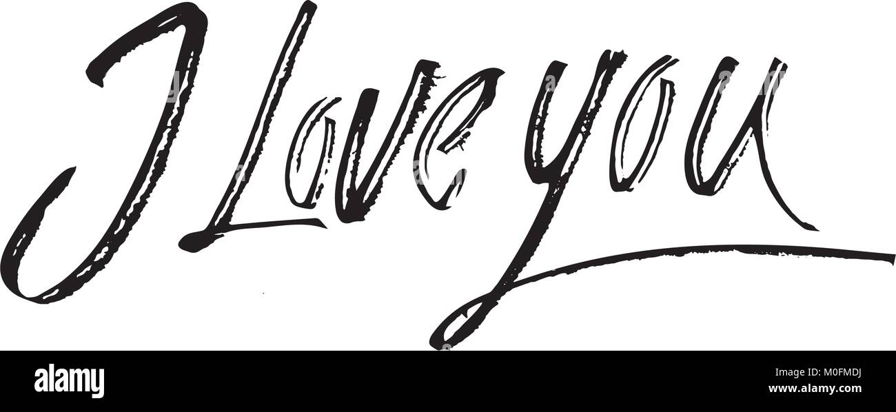 I love you. I heart you. Valentines day calligraphy card. Hand drawn ...