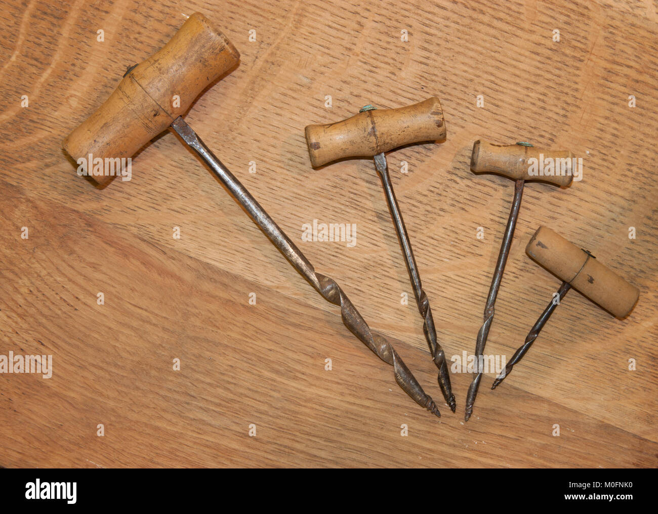 Vintage set of gimlets woodworking tools for starting making screw ...