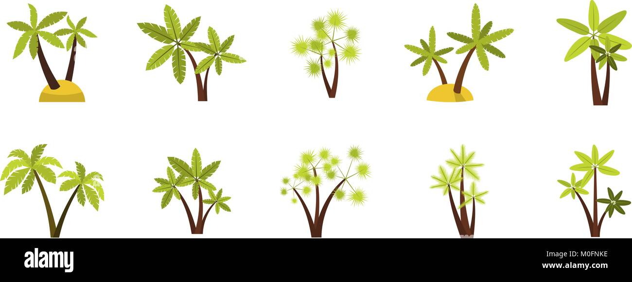 Double palm tree icon set, flat style Stock Vector Image & Art - Alamy
