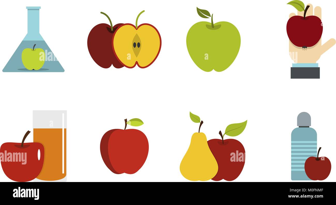Apple icon set, flat style Stock Vector Image & Art - Alamy