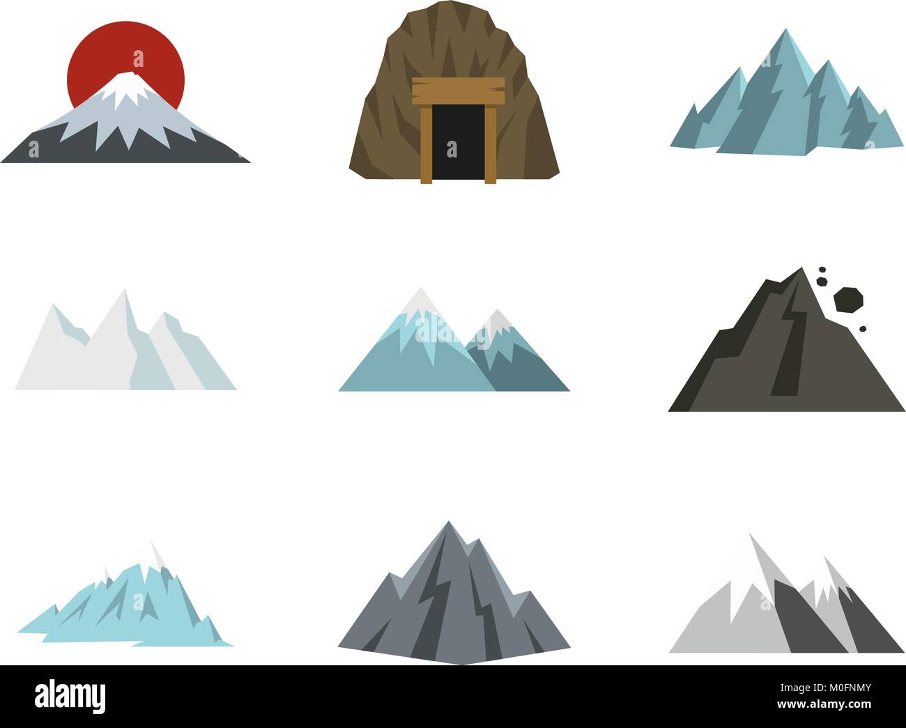 Mountain icon set, flat style Stock Vector Image & Art - Alamy