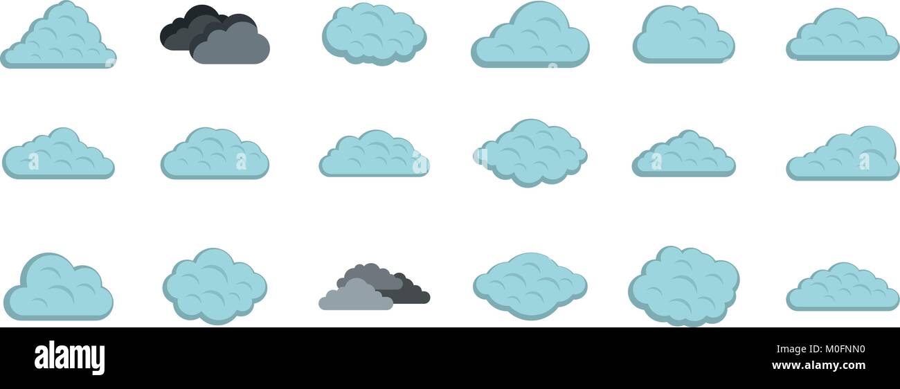 Clean cloud icon set, flat style Stock Vector Image & Art - Alamy
